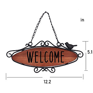 Funerom Rustic Small Wooden Welcome Sign Hanging Wood Farmhouse Porch Decorations for Front Door 12.2×5.1 in