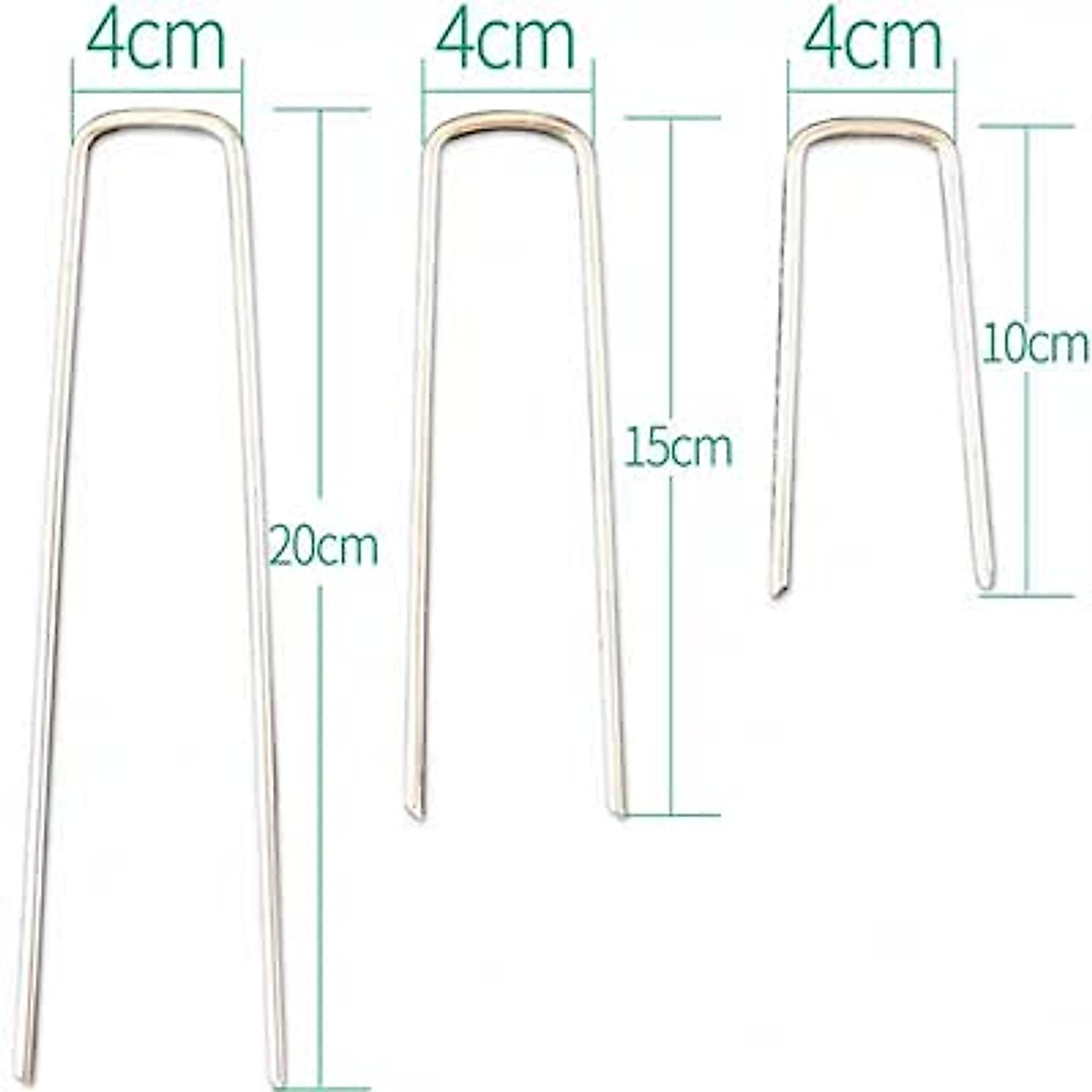U/D 4 Inch Galvanized Landscape Staples 60 Pack 11 GaugeGarden Stakes Heavy-Duty Sod Pins Anti-Rust Fence Stakesfor Weed Barrier Fabric Ground Cover Dripper Irrigation Tubing Soaker Hose
