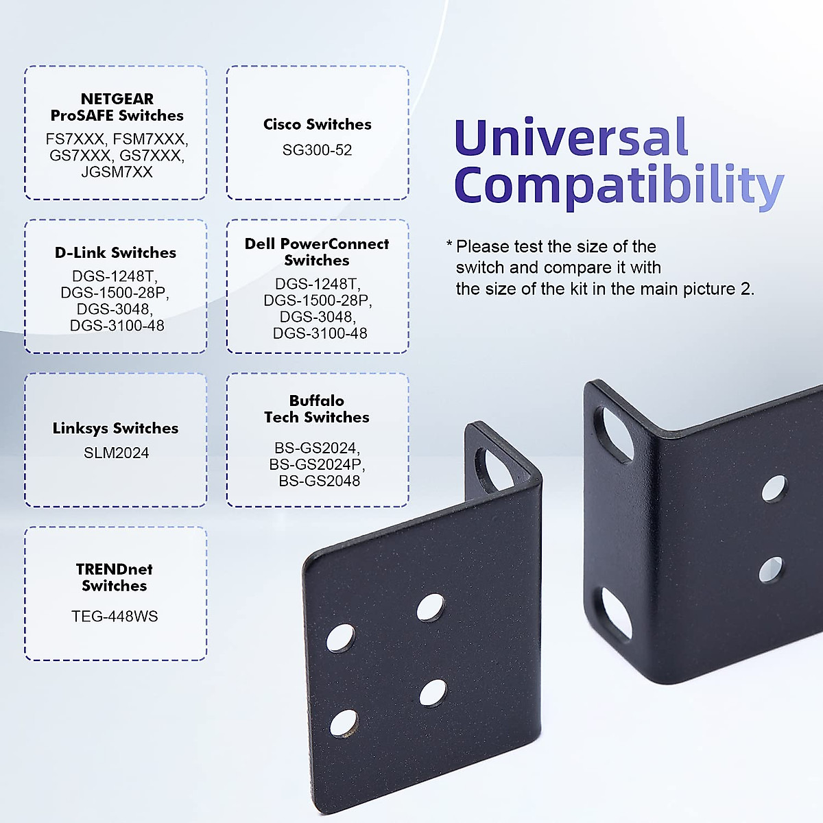 19" Rack Mount Kit for 17.3 inch Wide Switches, Compatible with Select Buffalo Tech, Dell, Cisco, D-Link, NETGEAR, Linksys and TRENDnet Products