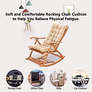 JESTI Rocking Chair Cushion Pad, Non-Slip Soft Tufted Seat Cushion, Thickened Breathable Chaise Lounger Cushion for Kitchen, Desk Chair, Dining Chair (Navy Blue-19inch)