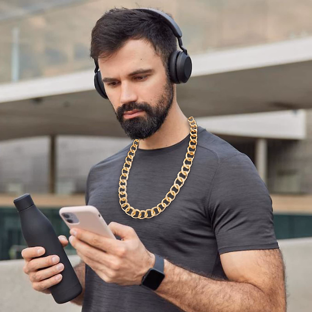 Hoedia Gold Chain for Men/Women, Gold Plated Chunky Necklace-20MM Width Big Rope Feel Real, Solid Fake Gold Chain Necklace for Party, Hip Hop Rapper Style, 80s 90s Custome, 32 Inches