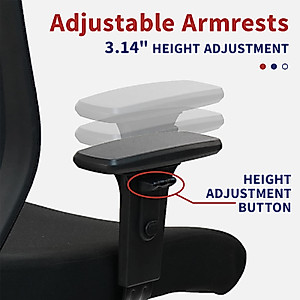 CLATINA Heavy Duty Office Chair 400lbs, Big and Tall, High-Back Executive Desk Chair with Extra Wide Thick Seat, Adjustable Armrests, Ergonomic Mesh Computer Chair for Home Office (1PK)