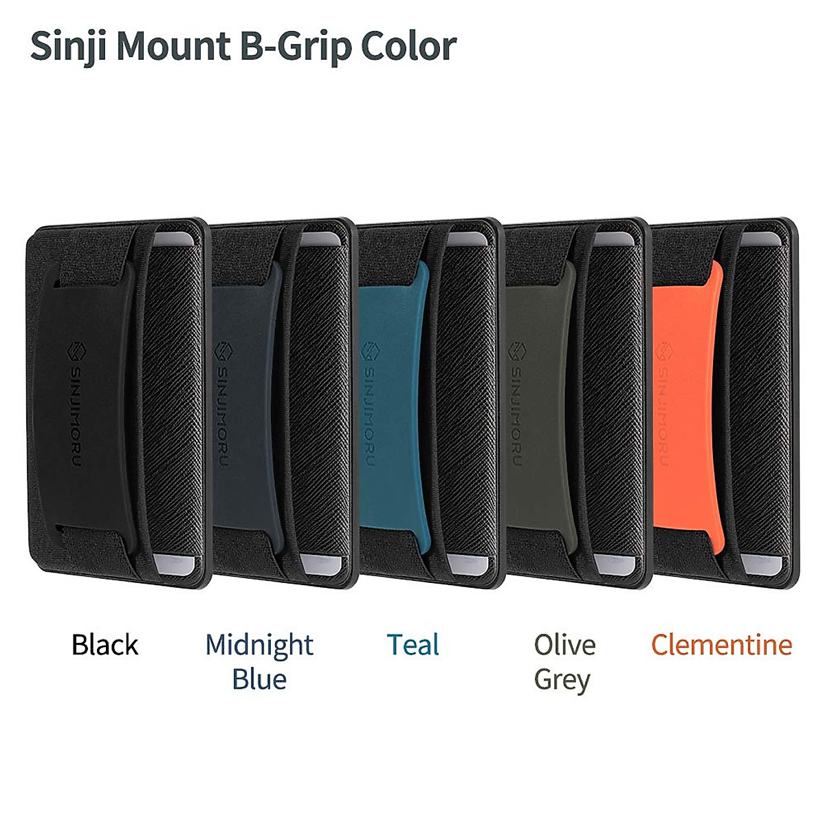 Sinjimoru Detachable Phone Wallet, Phone Card Holder as Phone Stand & iPhone Grip for Wireless Charging, Not for MagSafe. Sinji Mount B-Grip Midnight Blue