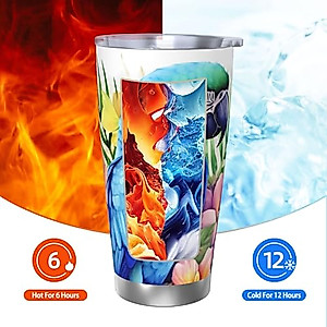 Blue Parrot in Flowers Tumbler with Lid and Straw 20oz Stainless Steel Car Cup for Hot and Cold Drinks, Double Wall Insulated Travel Coffee Mug Reusable Drink Thermos Cup Birthday Gifts
