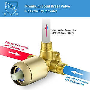 Shower Valves Wall Mount Shower Faucet Rough-In Valve Bathroom Trim Kit Single Handle Tub Shower Valve Mixer Brushed Gold