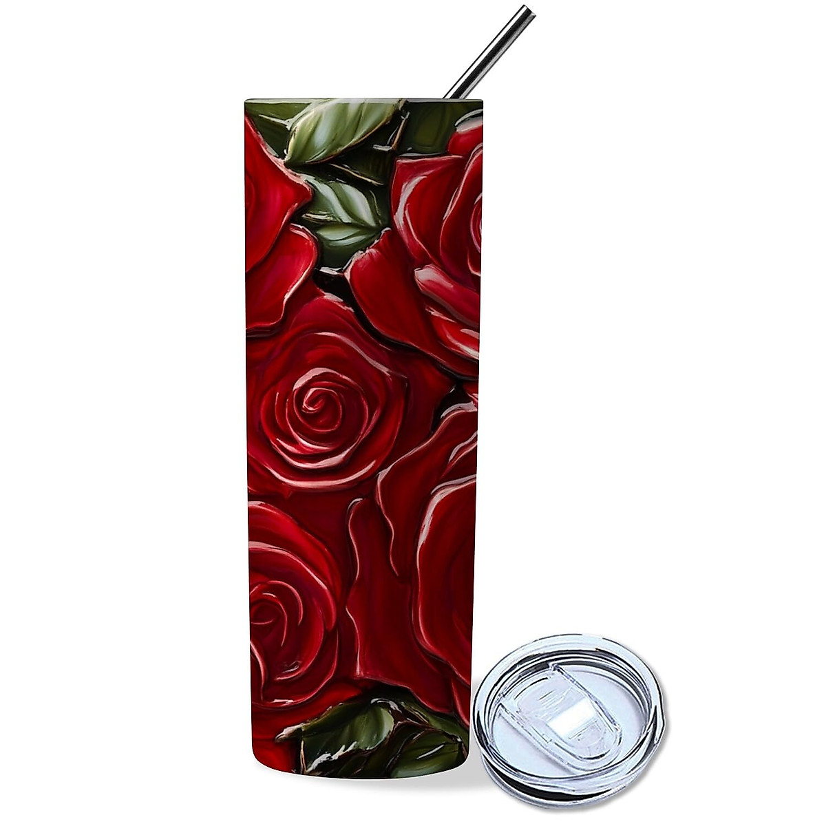 red roses insulated tumblers coffee cup Gift，red roses Drinking Glasses-Tea Cup-Coffee Mug tumbler with lid and straw 20 oz insulated tumbler cups