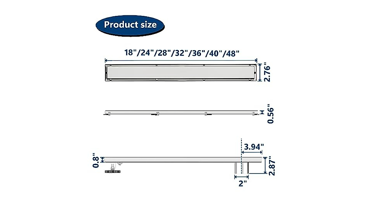 Neodrain 32-Inch Linear Shower Drain with Tile Insert & Brushed Steel