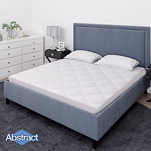 Abstract Twin Mattress Topper - Quilted, Fitted Mattress Pad Twin Deep Pockets - Breathable Cooling Soft Cotton Twin Bed Mattress Topper - Pillow Topper- 39" x75" Twin, White