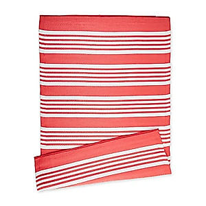DII Outdoor Rug Collection Reversible Woven Polypropylene Plastic Straw Mat, 4x6-Feet, Coral