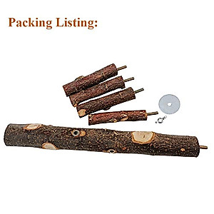 kathson Parrots Perch Natural Fruit Wood Stand Toy Branch Paw Grinding Standing Climbing Toy Cage Accessories for Small and Medium Birds,Parakeets,Lovebirds,African Grey,Cockatiels