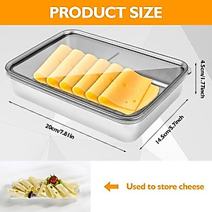 craftshou 2 Pcs Stainless Steel Bacon Container for Refrigerator 1L Deli Meat Saver Keeper Container with Airtight Lids Cold Cuts Food Storage Container for Fridge Kitchen Freezer,Cookie Holder