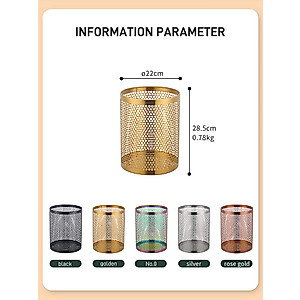 Mesh Wastebasket Round Mesh Stainless Steel Wastebasket Trash Can Recycling Bin for Home, Office, Bathroom, Bedroom & Kitchen, 3.5 Gallon / 12L, 11" Height x 10" Diameter Garbage Can-Rose Gold