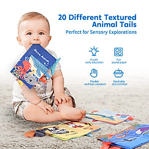 Ailiserno Cloth Books Toy 4 Set -- Sensory Touch Learning Shower with Crinkle Cloth Book for Baby and Toddlers