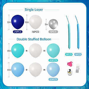 VETTY FULY Under the Sea Birthday Decorations 106pcs Sea animal Birthday Decorations Balloons Arch Kit Includes Birthday Banner Sharks Jellyfish Fish 9pcs Ocean Animal Foil Balloons