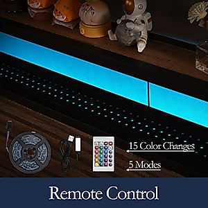 ARTETHYS Queen Led Bed Frame with 4 Storage Drawers, Wood Bed Frame with 2-Tires Storage Headboard and Charging Station, Metal Platform Bed with 2 Free Storage Bags, Noise-Free, No Box Spring Needed