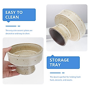 Cabilock Ceramic Pedestal Fruit Bowl Decorative Fruit Bowl Holder Dessert Display Stand for Kitchen Counter Centerpiece Table Decor Serving Fruit Tray