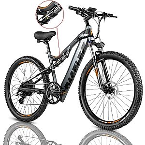 PASELEC Electric Bikes for Adult, 27.5'' Full Suspension Mountain Ebike with Peak 750W BAFANG Motor 14.5Ah Battery 8-Speed Gear, up to 28 MPH & 60Miles, City Commuter Electric Bicycle for Men & Women