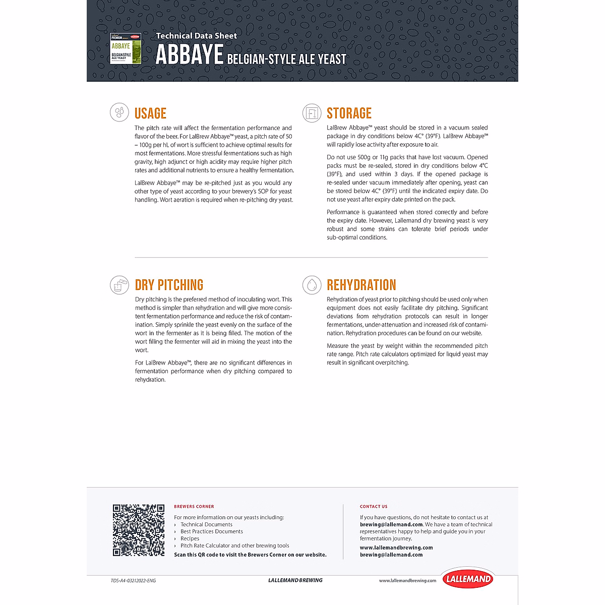 Lallemand Lalbrew ABBAYE™ Belgian Style Ale Yeast