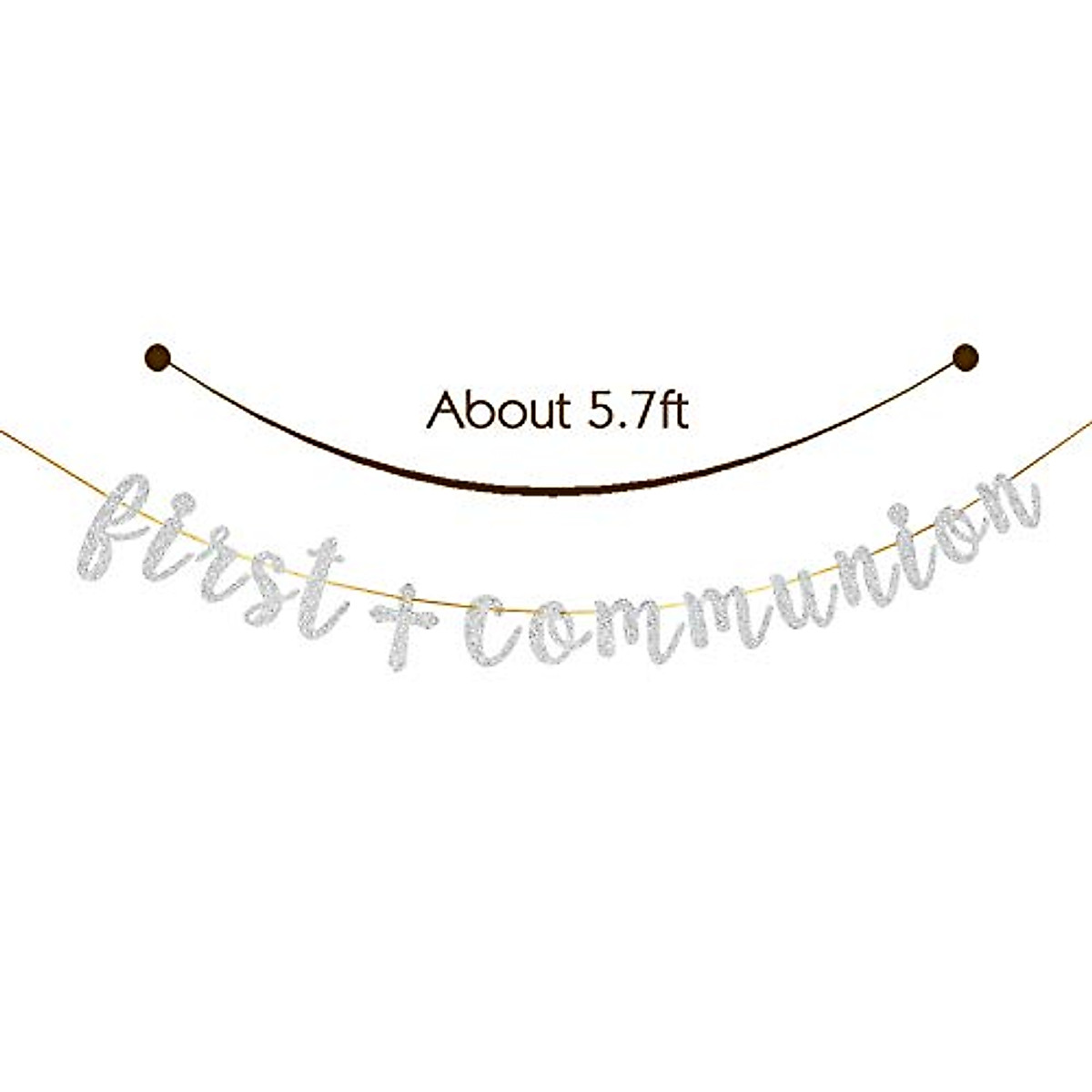 AonBon Silver First Communion Banner, Baptism/Christening/Confirmation/Baby Shower/Birthday/Communion Party Decoration