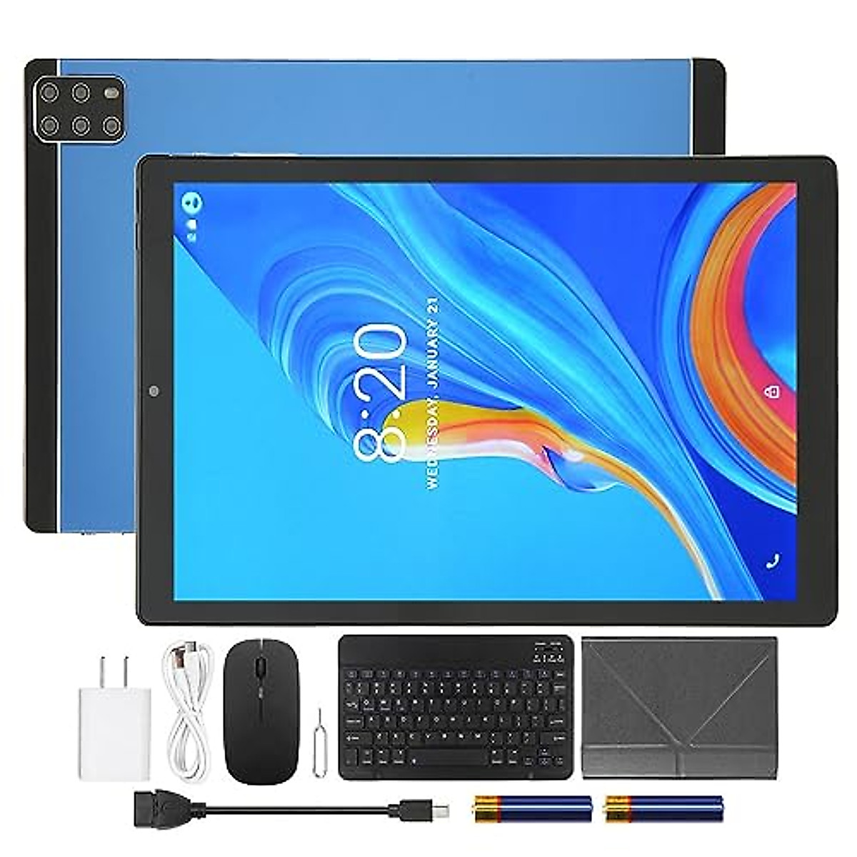 Honio Tablet, 6GB 128GB US Plug 100‑240V 5GWiFi 1960x1080 2-in-1 Study Tablet (US Plug)