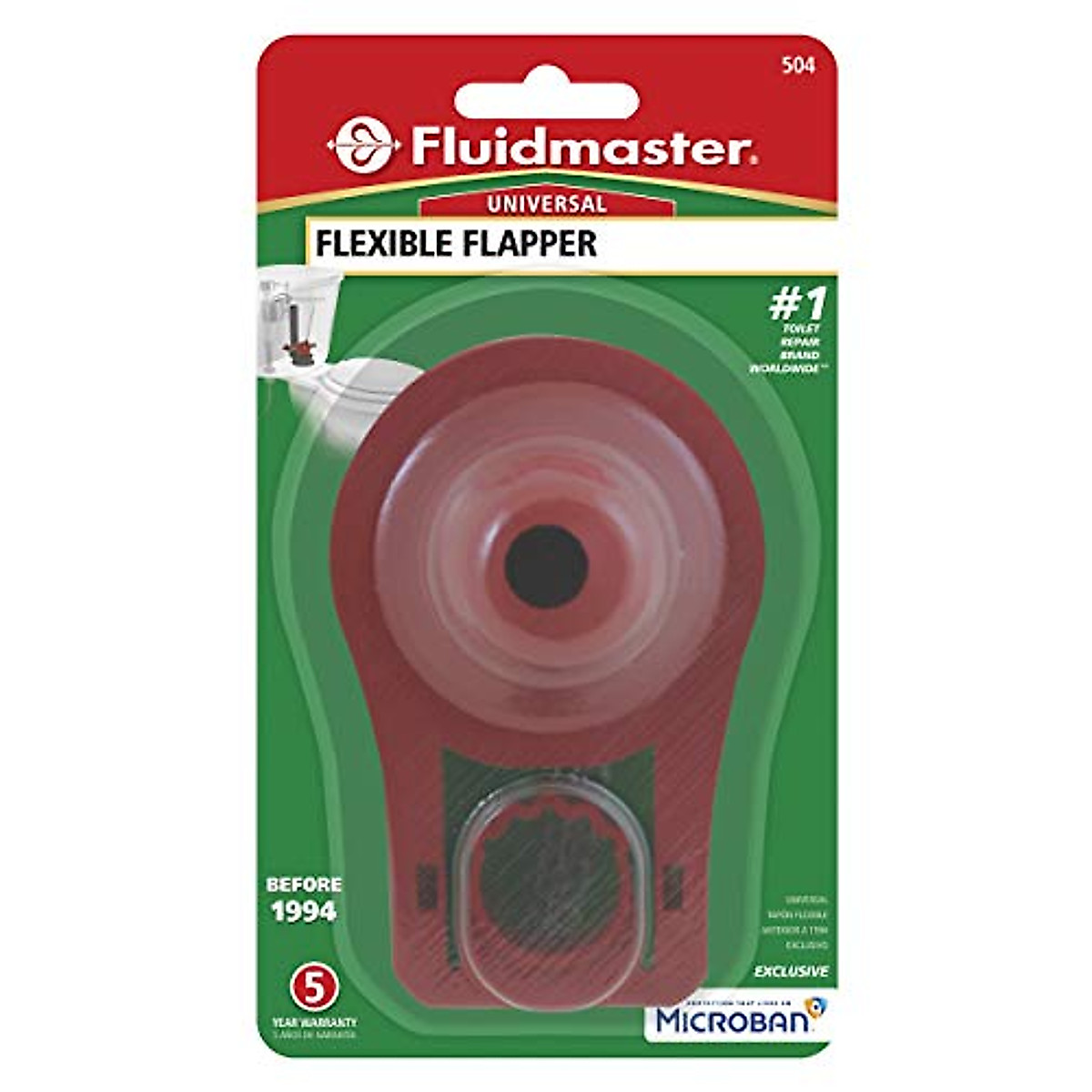 Fluidmaster 504 2-Inch Universal Chlorine Resistant, Long Lasting Flexible Frame Toilet Flapper , Red