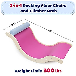 bbgroundgrm Kids Rocking Chairs, Lightweight Rocking Floor with Pillow, Toddler Chaise Lounge Chair for Toddlers, Children, and Kids