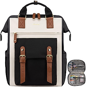 LOVEVOOK Laptop Backpack, Teacher Nurse Work Travel Backpacks Purse for Women, Computer Bag with USB Charging Port, 15.6 inch Black Brown