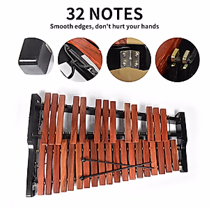 Voodans 32 Note Xylophone Professional Wooden Glockenspiel Xylophone with Mallet and Adjustable Stand