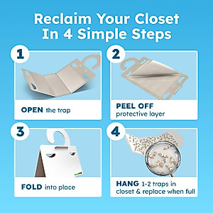 BugMD Clothes Moth Boss Traps - Sticky Glue Bug Repellent Pheromone Attractor for Closets Wardrobes Cabinet Drawers, Moth Balls for Closet, Moth Traps with No Harsh Chemicals, Pantry Moth Trap