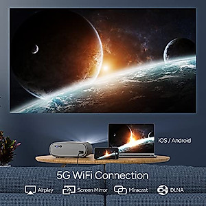 Native 1080P 15000 Lumens Projector, WEWATCH Portable 2.4G 5G Projector with WiFi and Bluetooth Mini Movie Projector, 200" Display 230 ANSI Lumens Video Projector for Home Outdoor, HDMI, VGA, USB