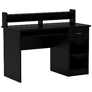 OneSpace Essential Computer Desk, Hutch with Pull-Out Keyboard, Black