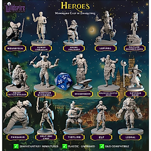 Wildspire Heroes, NPC Animal Companions & Troll King for DND Miniatures Bulk 28mm-32mm DND Minis Dungeons and Dragons Miniatures D&D Miniatures Fantasy Figures Unpainted Pathfinder Miniatures