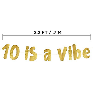 10 is a Vibe Gold Glitter Banner - 10th Birthday Party Supplies, Ideas, Gifts and Decorations