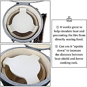 Plate Setter Big Green Egg Accessories Plate Pizza Stone with 3 Legs for Large Big Green Egg,convEGGtor for 18" Kamado Grill,18" Grilling Surface Grill Grate Extender-Extra Thick