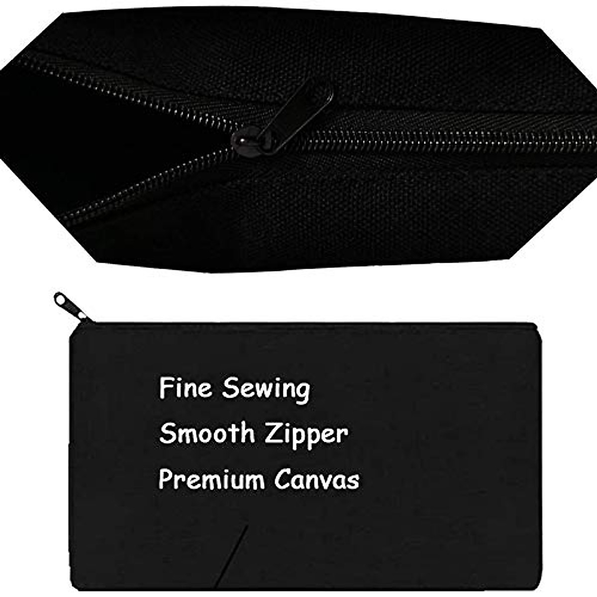 N*A Large Black Canvas Makeup Bag Multi-Purpose Cosmetics Bag with Zipper Cotton Canvas Travel Toiletry Pouch Pen Coin Bag DIY Craft Bag - 10 Pack