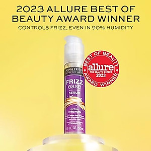 John Frieda Frizz Ease Extra Strength Hair Serum, Instantly Smooths for Healthy, Hydrated, Frizz-Free Hair, for Thick and Coarse Hair, with Argan, Coconut, and Moringa Oil for Heat Protection, 1.69 Oz