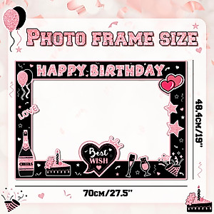Rose Gold Birthday Party Decorations - Happy Birthday Booth Props & Frame