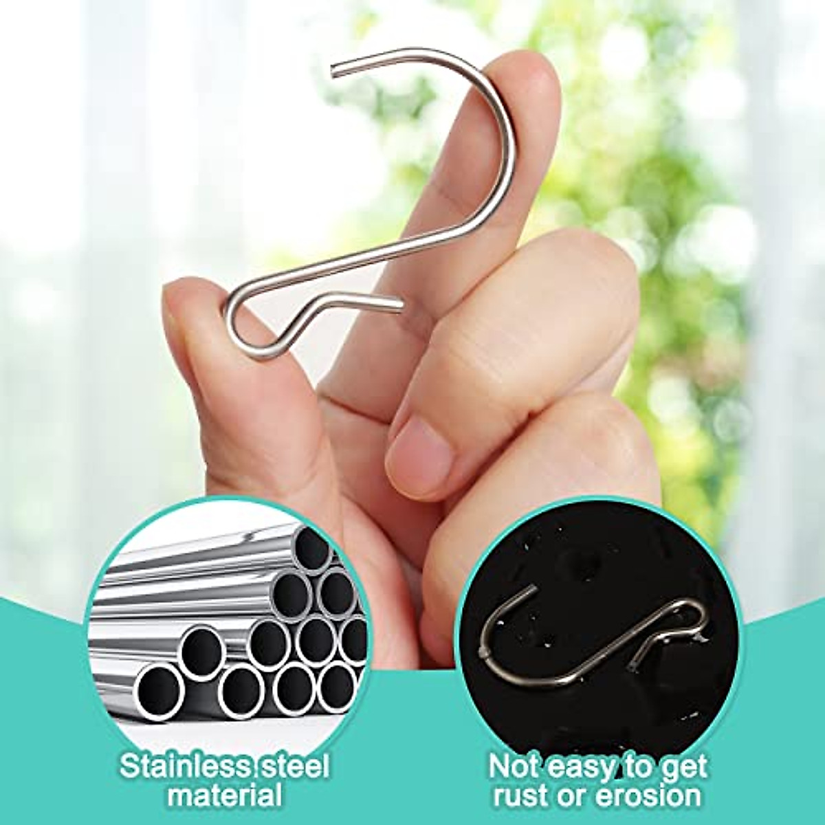 Qfeley Small S Hooks Stainless Steel, 100pcs S Shaped Metal Hooks Stainless Steel S Clip Hangers Connectors Christmas Ornaments Hanging Hooks for Christmas Wire Shelving Bathroom Office, 1.7”/4.3cm