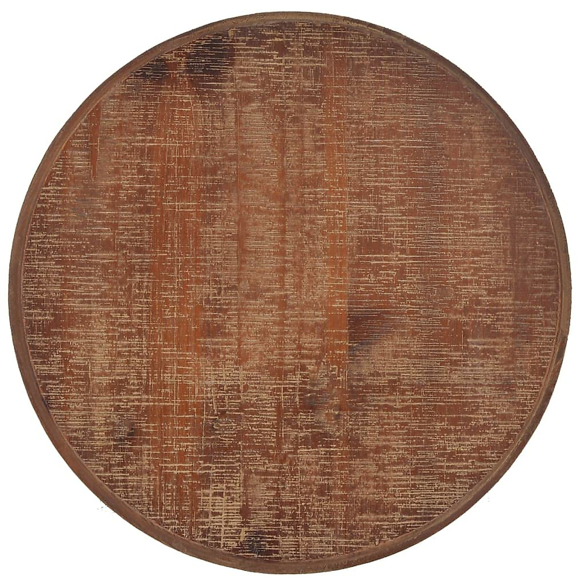 GOLINPEILO Solid Wood Round Side Table with Steel Base, Wood End Table Bedside Table for Bed Room, Coffee Tea End Table for Living Room, Solid Fir Wood 15.7" x25.2" Brown