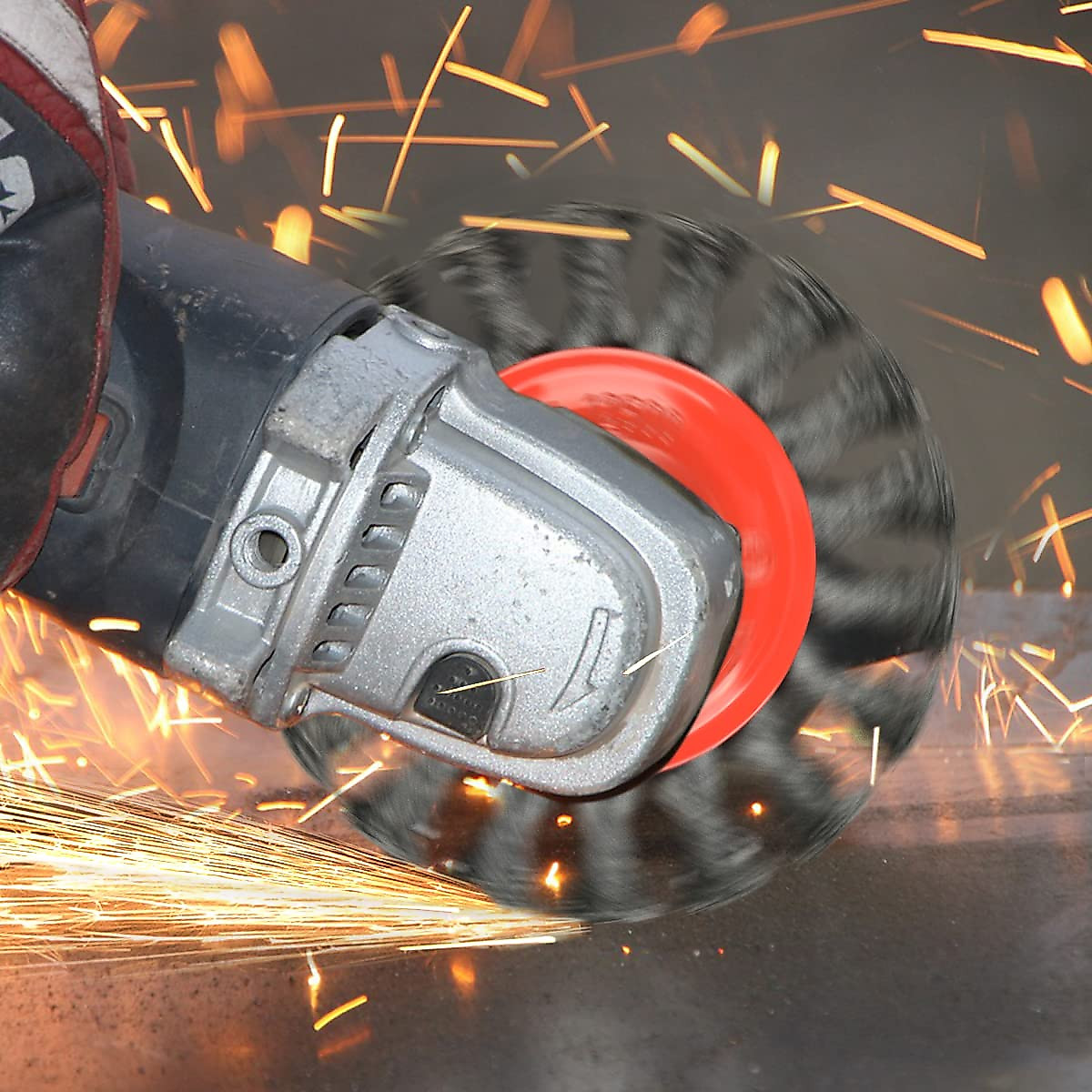 Aain 10 PCS - 4 Inch Twist Knotted Wire Wheel Brush for Grinders and Angle Grinder - 5/8 Inch-11 Threaded Arbor - 0.020 Inch Carbon Steel Wire,4" x 5/8-Inch | 11 UNC (AQ19A10)