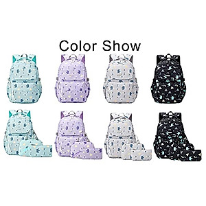 JiaYou Girls Women Backpack Junior Middle School Daypack High School University Laptop Bag(Green Backpack-3Pcs,29 Liters)