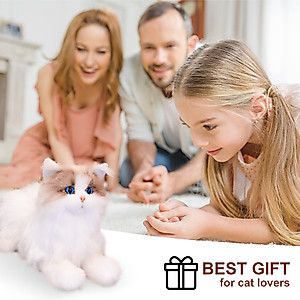 Chongker Stuffed Animals Handmade Cat Plush, Realistic Companion Pet, Lifelike White Cat