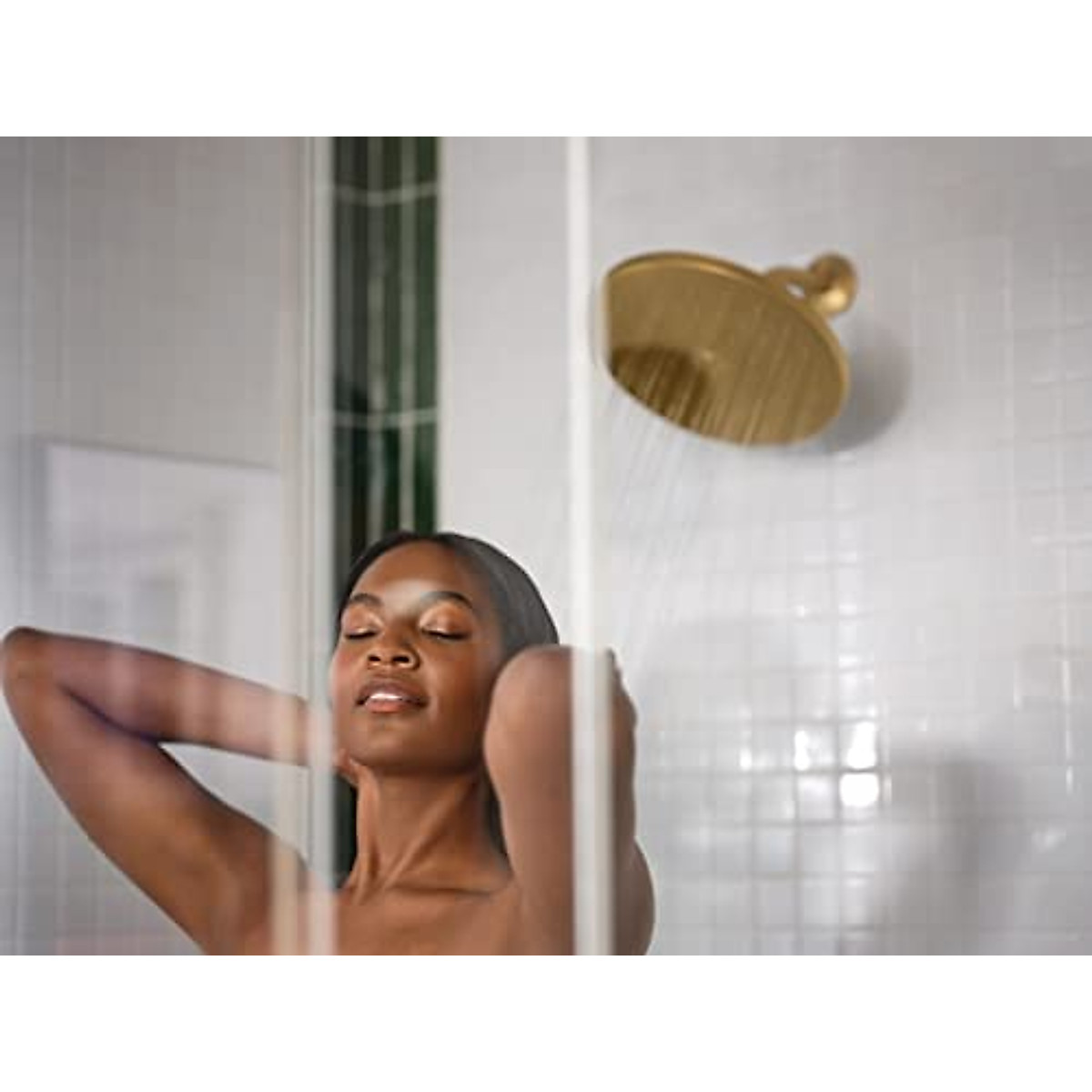Moen S112BG Waterhill 10-Inch Single Function Showerhead with Immersion Rainshower Technology, Brushed Gold