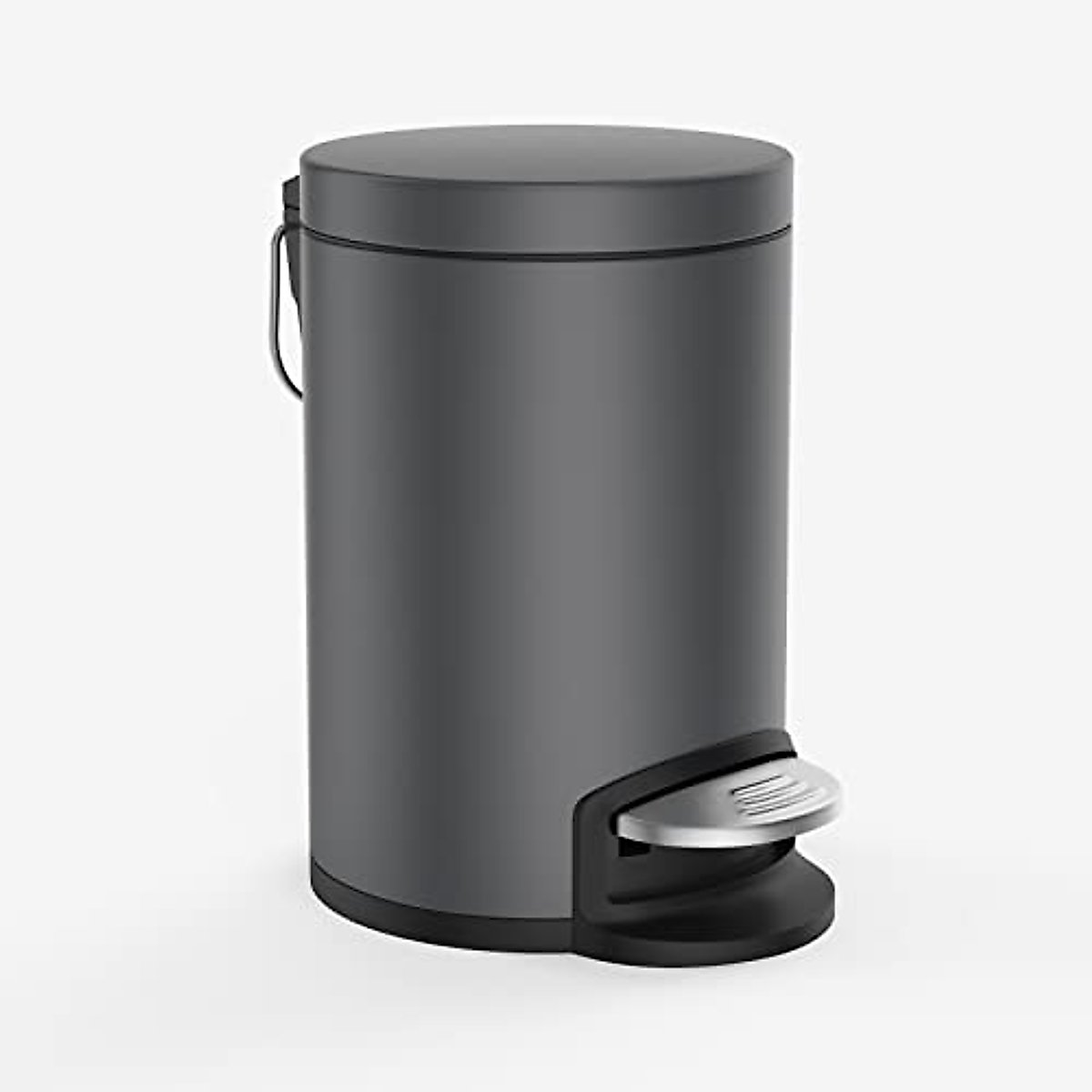 H+lux Small Trash Can with Lid, Round Garbage Can with Foot Pedal, Removable Inner Wastebasket, Anti-Fingerprint Matt Finish, 0.8Gal/3L, Grey