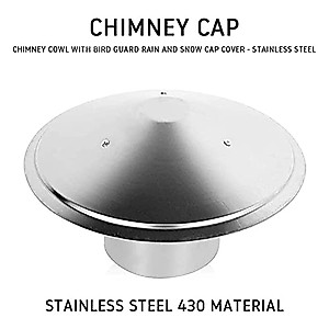 HOFFTI Stainless Steel Chimney Cap, Roof Windproof Rain Cap Mushroom Shaped Hood Kitchen Hood Exhaust Pipe Smoke Cap, Anti Downdraught Bird Guard Top Chimney Cowl Cap (Size : 125mm)