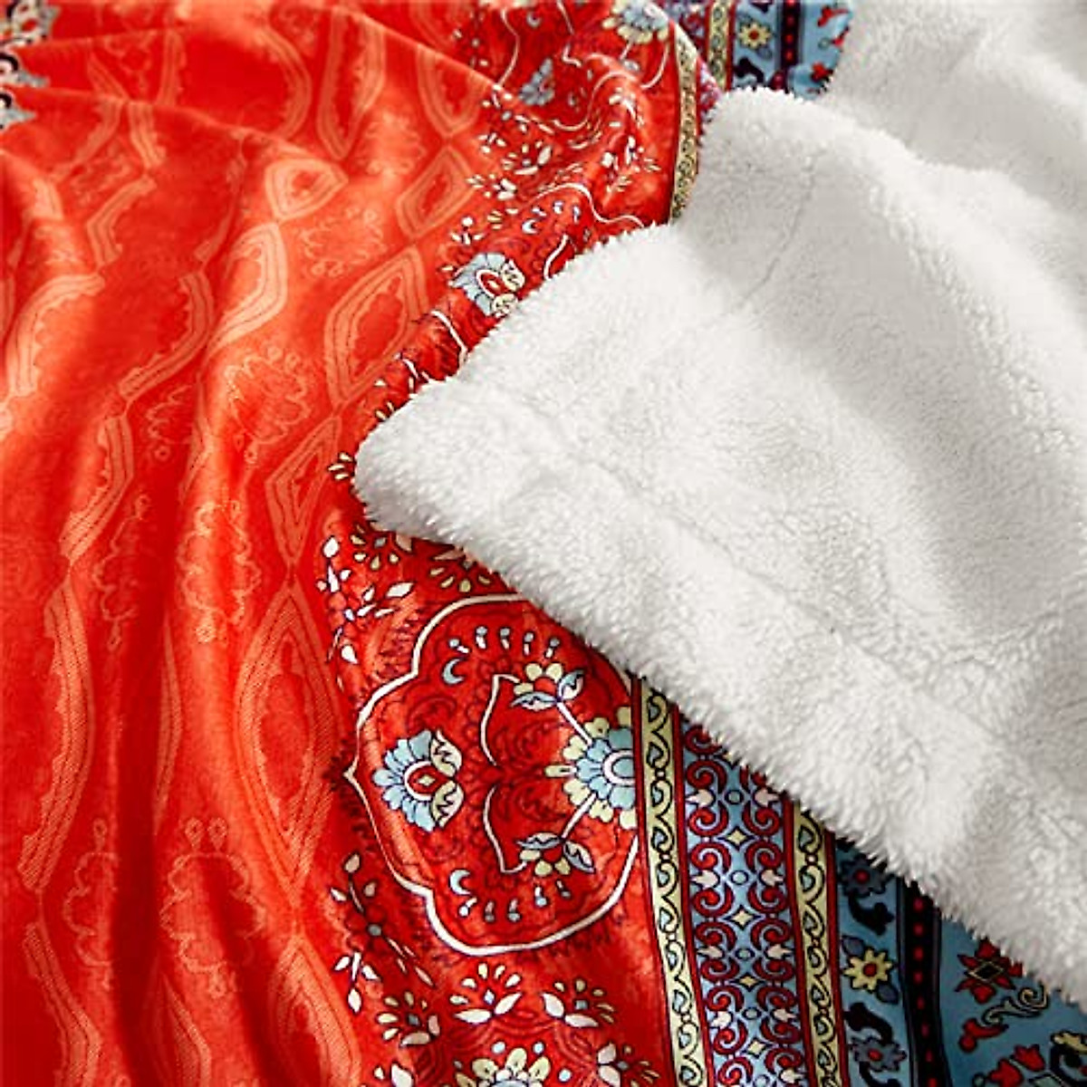 Colorful Stripe Boho Mandala Blanket for All Seasons Bohemia Microfiber Fleece Throw Blanket Soft Lightweight Bedding for Bed Sofa Couch 50"×60"