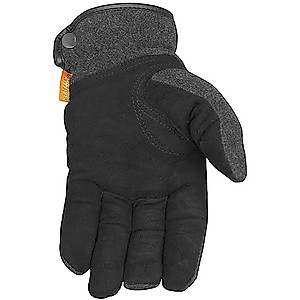 Caiman Deerskin Leather Palm Winter Work Gloves, Fleece Back, Heatrac Insulation, Touchscreen Compatible, Black, Medium (2396-4)
