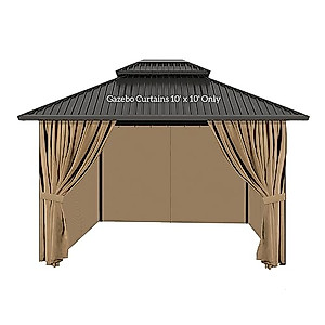 AONEAR Gazebo Privacy Curtains 10' x 10' with Zipper 4-Panels Side Wall Universal Replacement for Patio, Outdoor Canopy, Garden and Backyard (Curtain Only)