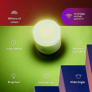 LIFX Color, A19 1100 lumens, Wi-Fi Smart LED Light Bulb, Billions of Colors and Whites, No bridge required, Works with Alexa, Hey Google, HomeKit and Siri multicolor (2 Pack)