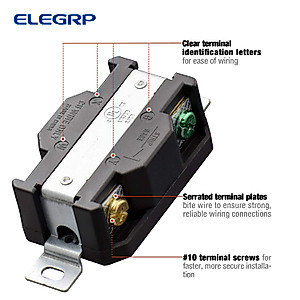 ELEGRP NEMA L14-30R Flush Mounting Locking Receptacle, Twist Lock Socket/Outlet for Generator, 30 Amp 125/250V 3 Pole 4 Wire Grounding, Industrial Grade Heavy Duty, UL Listed (1 Pack, Black)